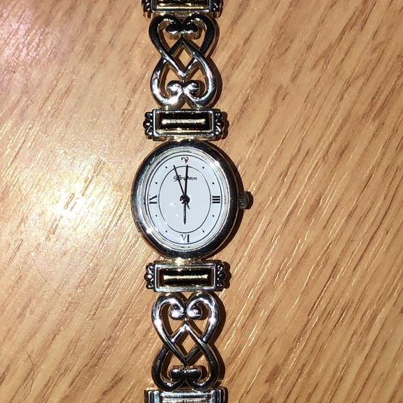 Brighton | Accessories | Brighton Champagne Watch Black Leather Band ...